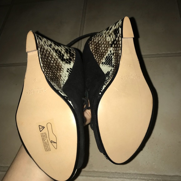 Zara | Shoes | Blackpython Lace Up Wedges Nwt | Poshmark